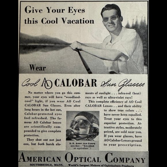 American Optical Company | Art | Vintage Ao Calobar Sun Glasses Print ...